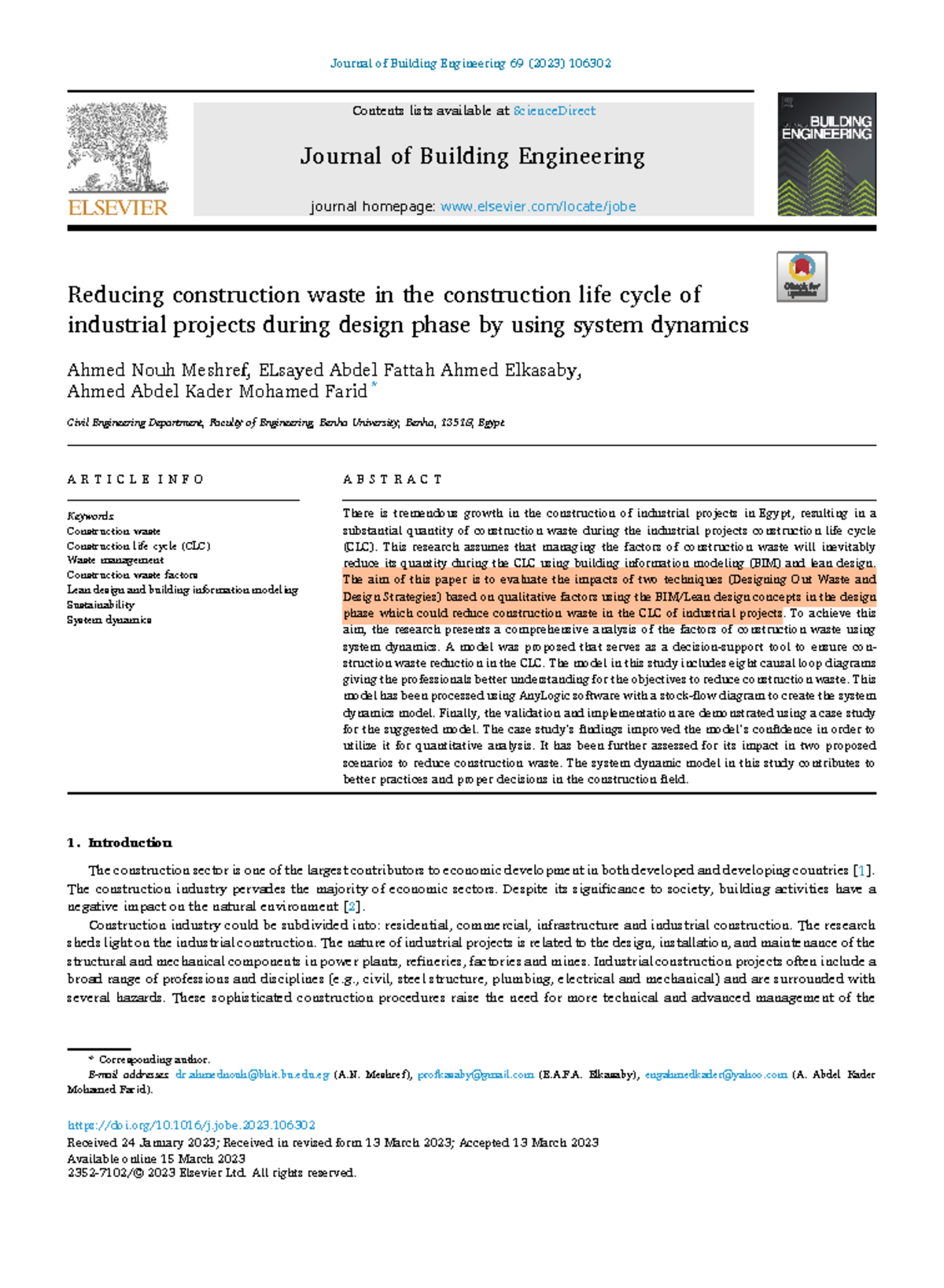 Reducing construction waste in the construction life cycle - Journal of ...