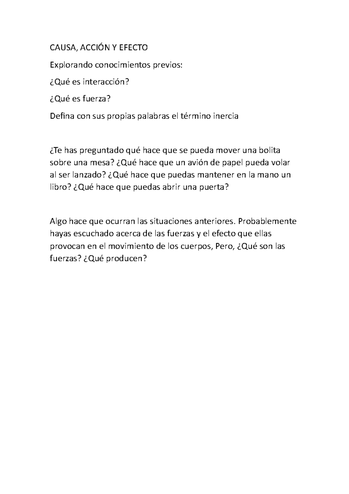 Causa, Accion Y Efecto - Resumen de texto - CAUSA, ACCIÓN Y EFECTO ...