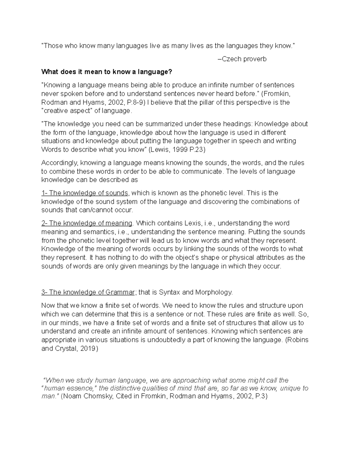 4 - Assignment 4 - Language effects - “Those who know many languages ...