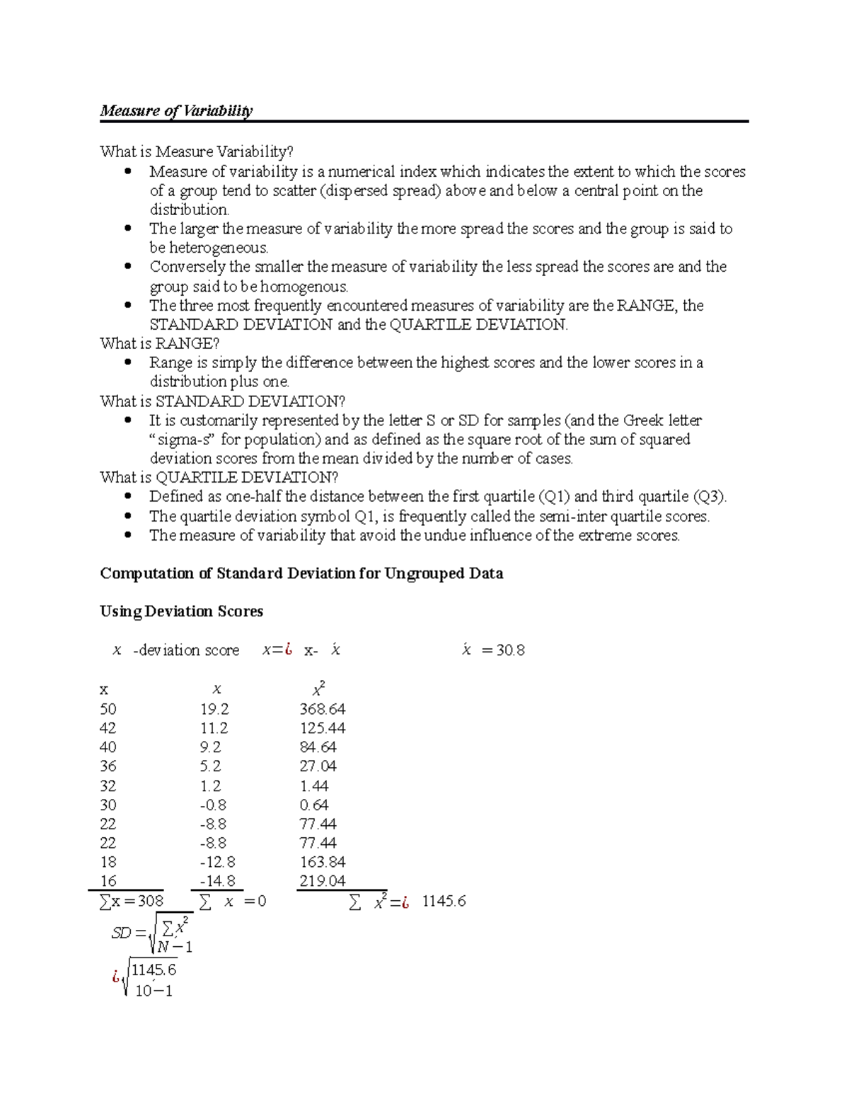 Measure of Variability - Mathematics In The Modern World - TIP - Studocu