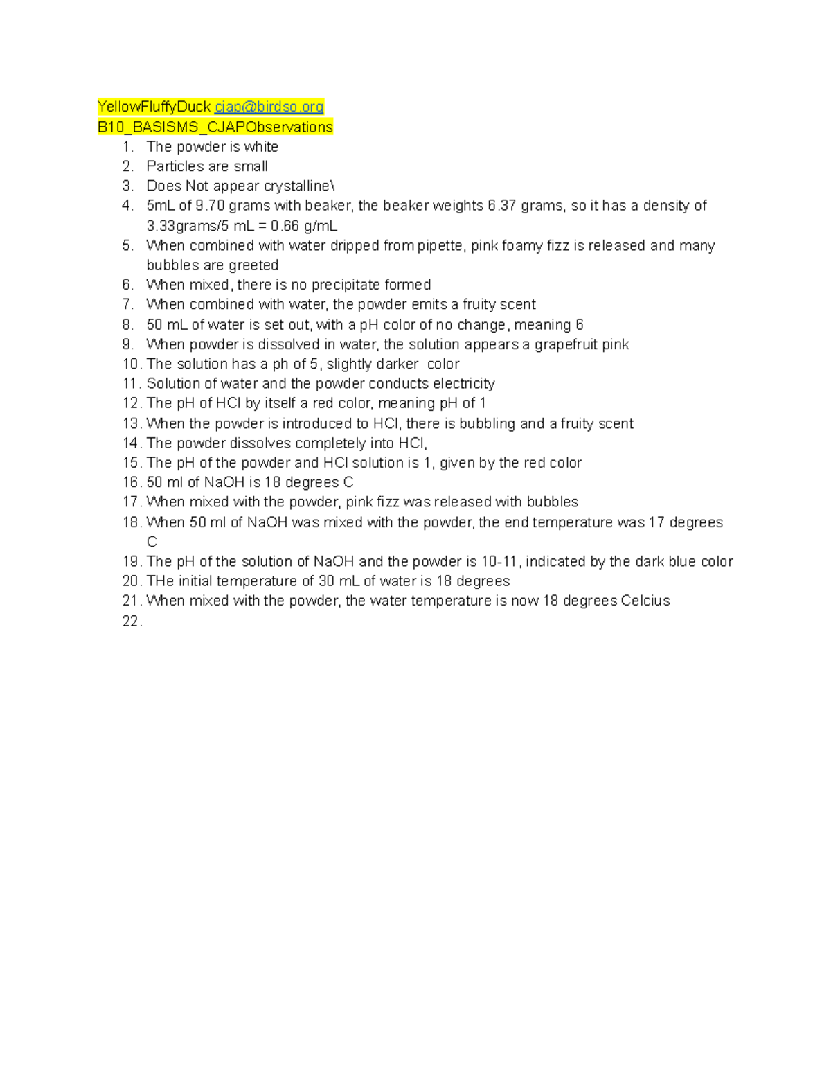 B10 Basisms Cjapobservations - YellowFluffyDuck cjap@birdso B10_BASISMS ...