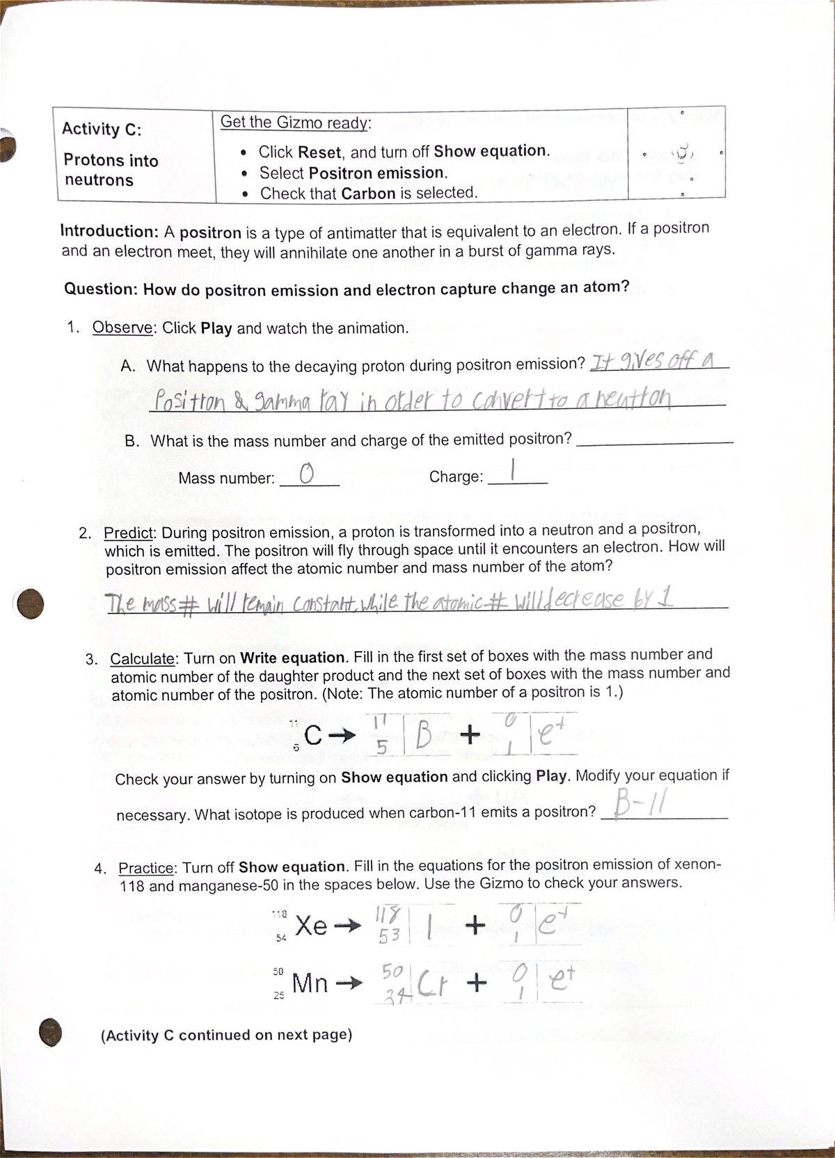 Student Exploration Nuclear Decay Activity C - Studocu