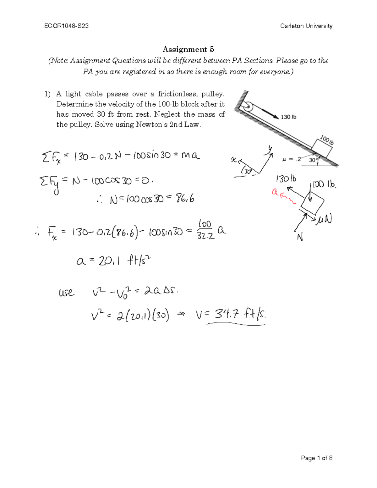 Assignment 5A Solutions - Assignment 5 (Note: Assignment Questions will be different between PA ...