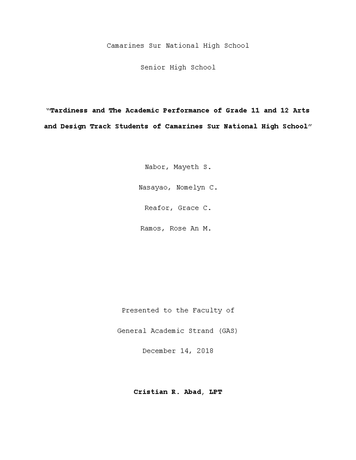 Chapter 1 3 Research Paper Camarines Sur National High School
