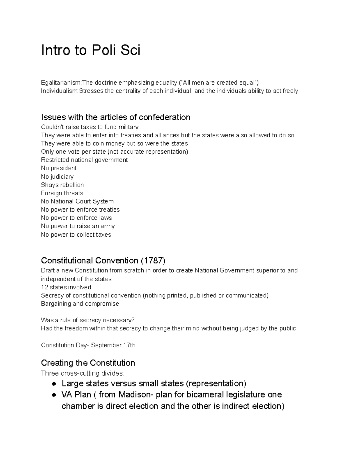 Intro to American Politics 9 7-9 14 - Intro to Poli Sci Egalitarianism ...