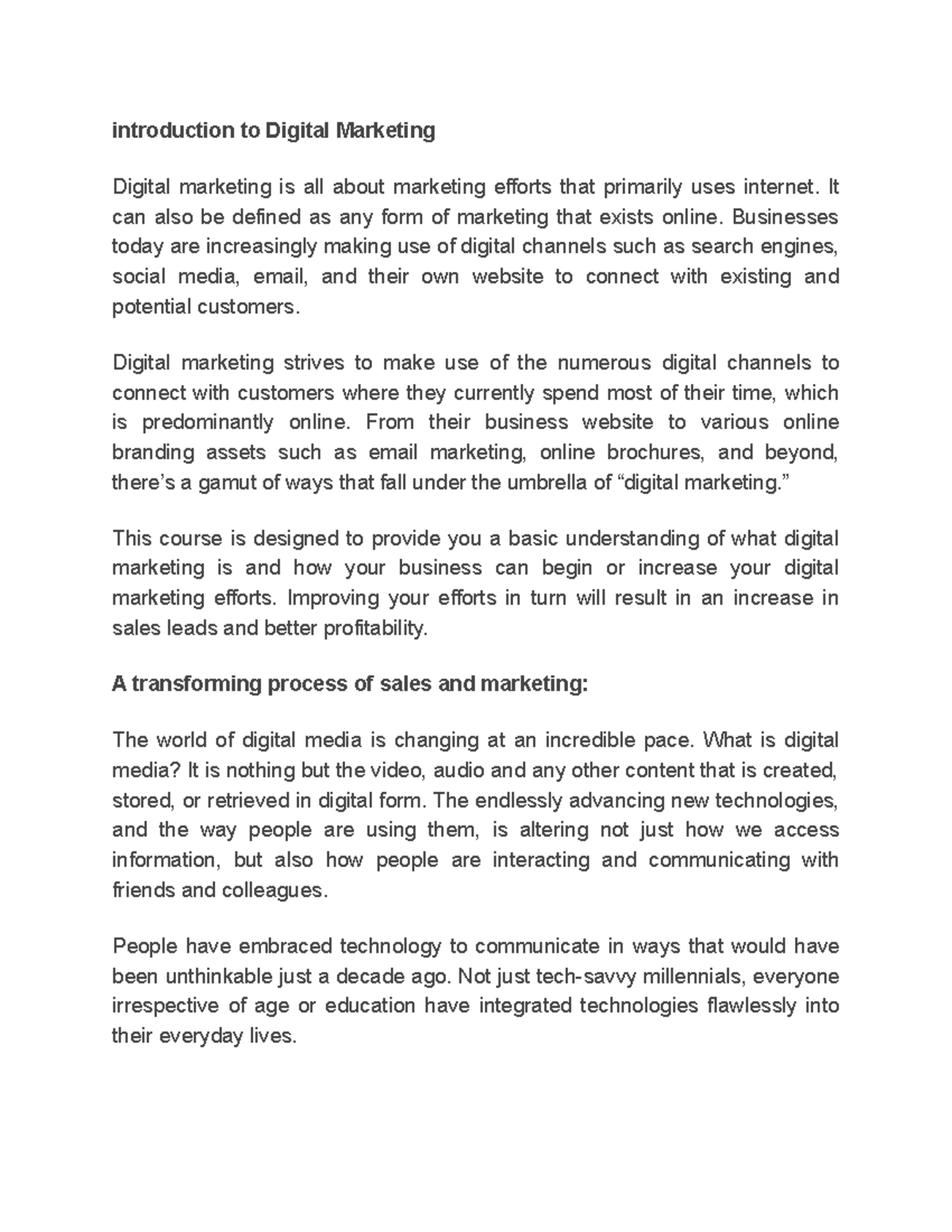 Introduction to Digital Marketing - introduction to Digital Marketing ...