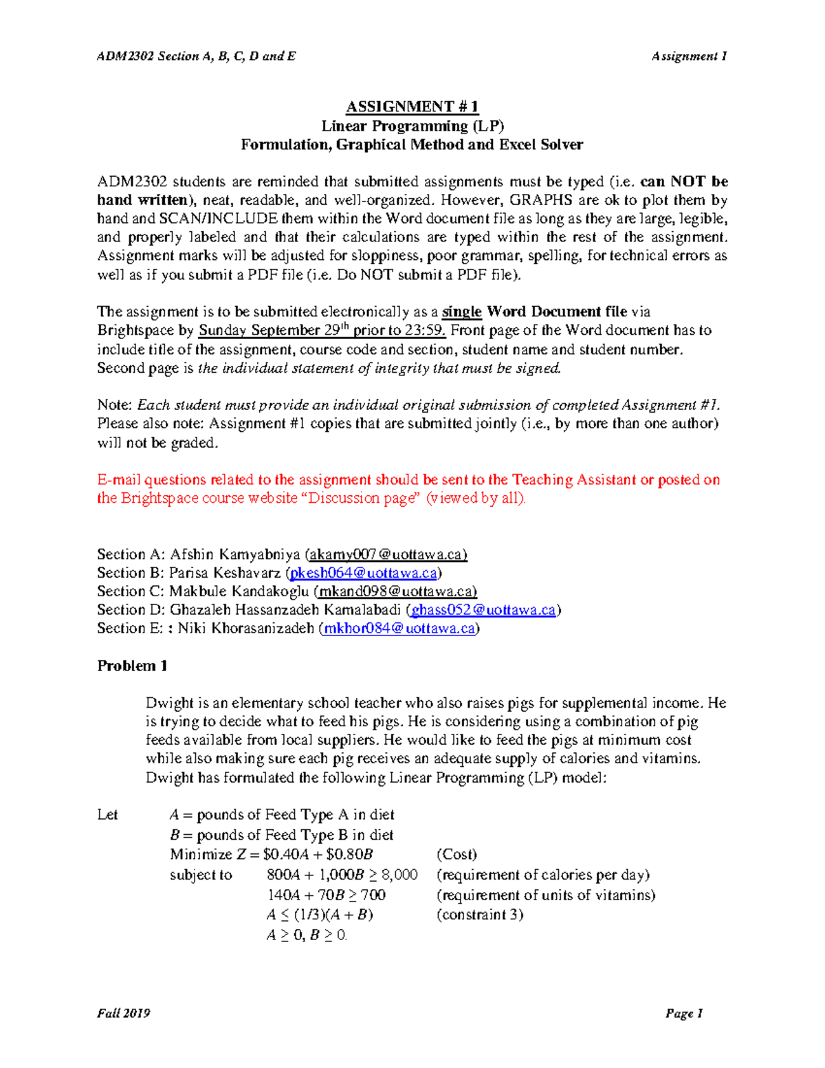 1. Assignment 1 Fall 2019 - ADM2302 - uOttawa - Studocu