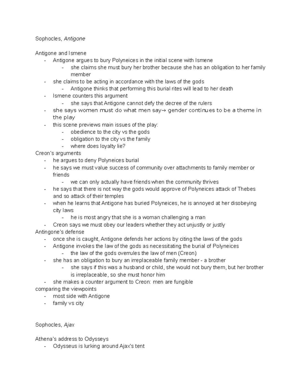 Works of Sophocles Lecture Notes - Sophocles, Antigone Antigone and ...