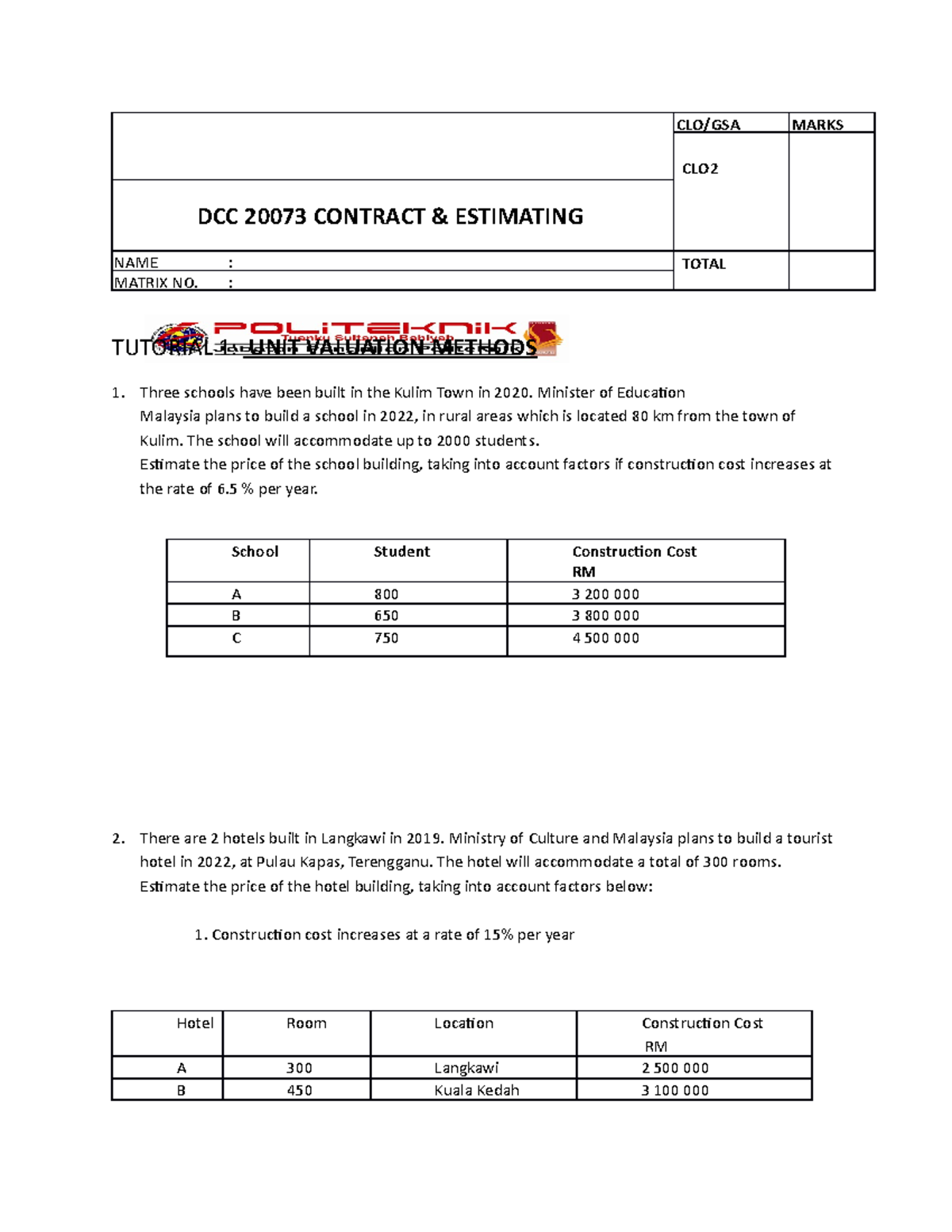 T 1 unit valuation methods - CLO/GSA MARKS CLO DCC 20073 CONTRACT ...