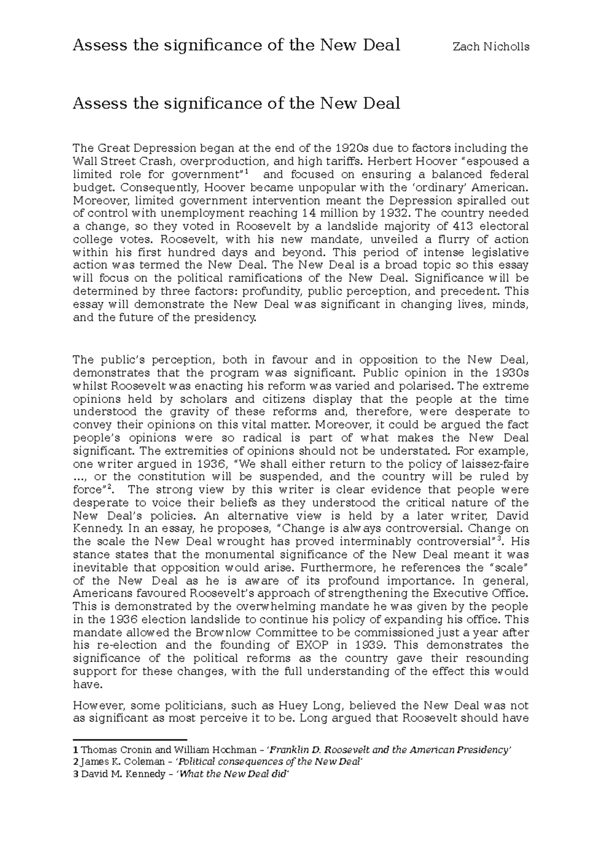 Political Implication of the New Deal - Studocu