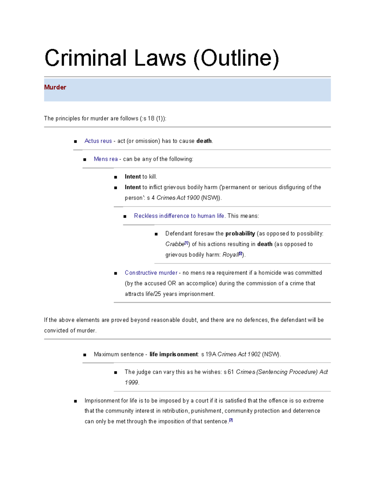 Week 7 crim B - week 7 crim B - JCE and EJCE - Criminal Laws (Outline ...