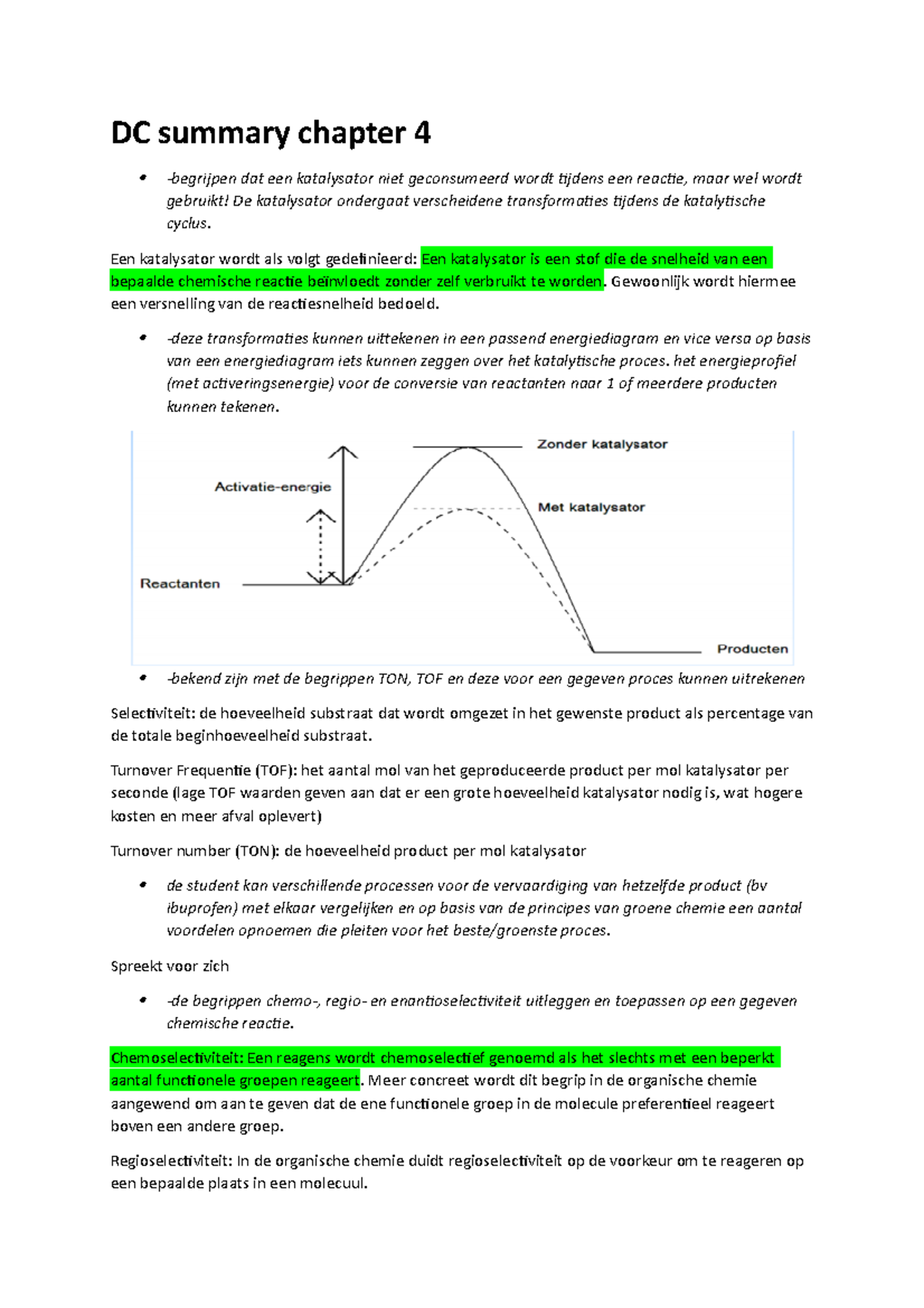 DC summary chapter 4 - Duurzame chemie hoofdstuk 4 - DC summary chapter ...