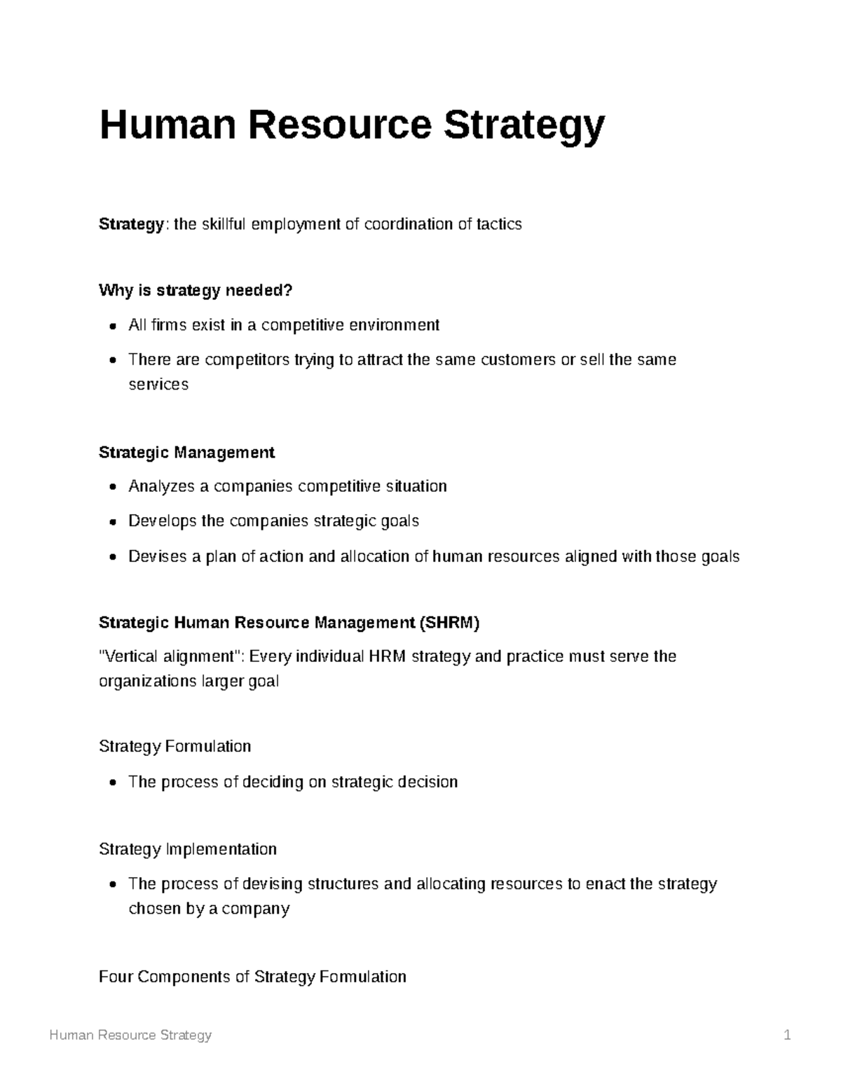 Human Resource Strategy - Human Resource Strategy Strategy: the ...