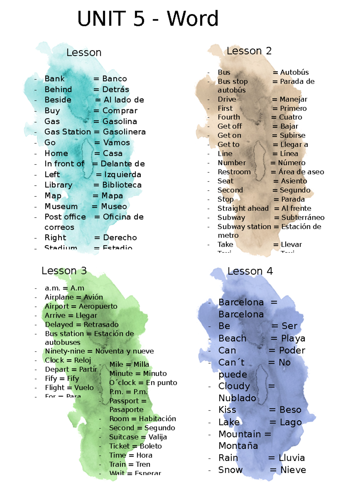 Ingles 95% - assssssssss - UNIT 5 - Word - Mile = Milla - Minute ...