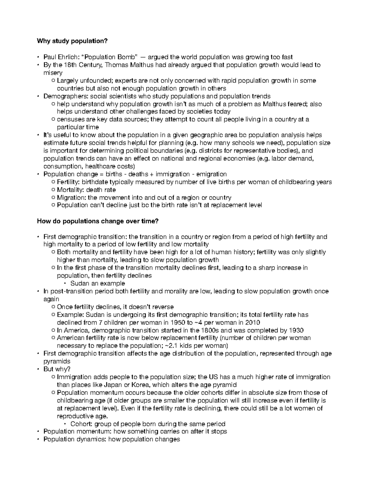 Chapter 21 Population - Taken for Soc 1 with Villarreal - Why study ...