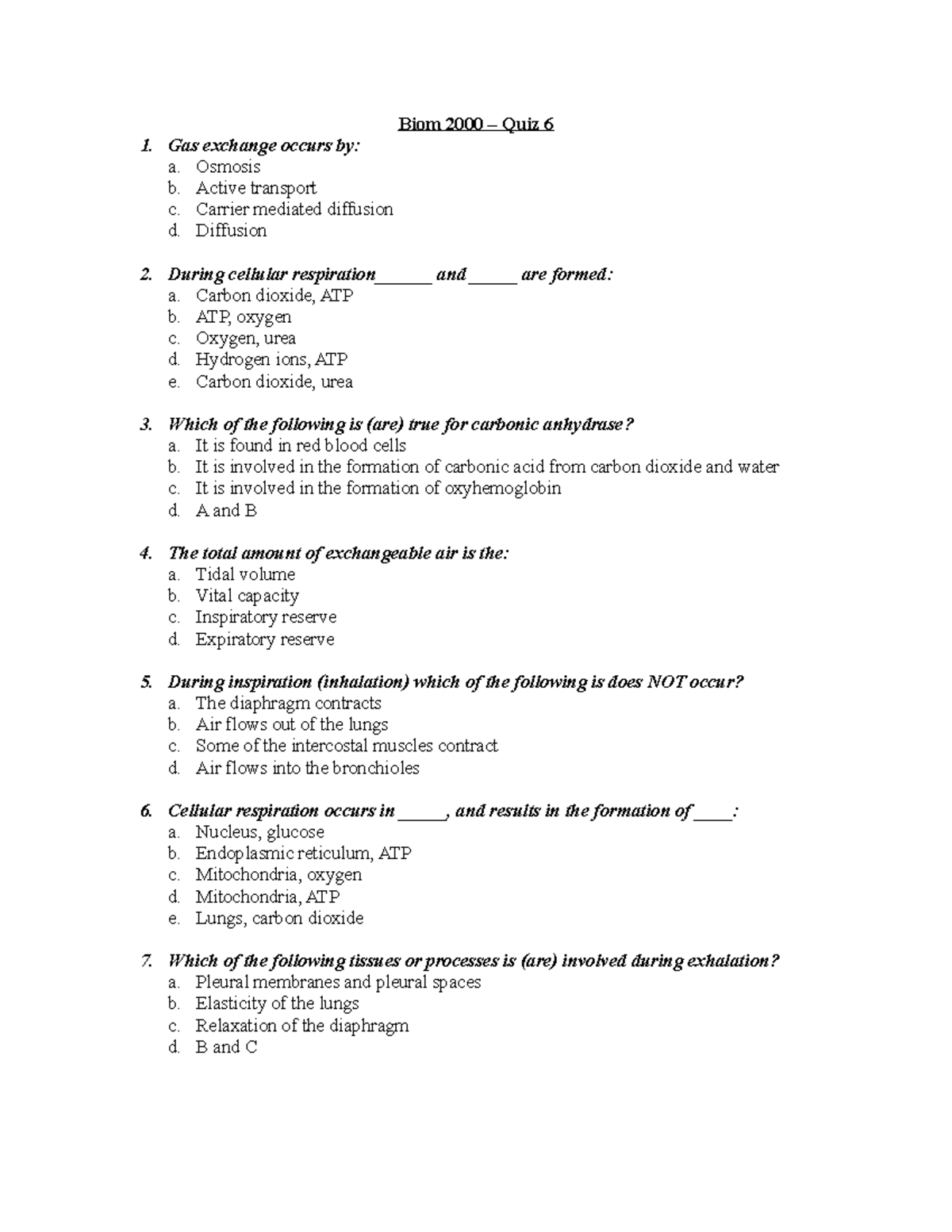 Quiz 6 Biomed 2000 (2019-2020) quiz study tool - Biom 2000 – Quiz 6 1 ...