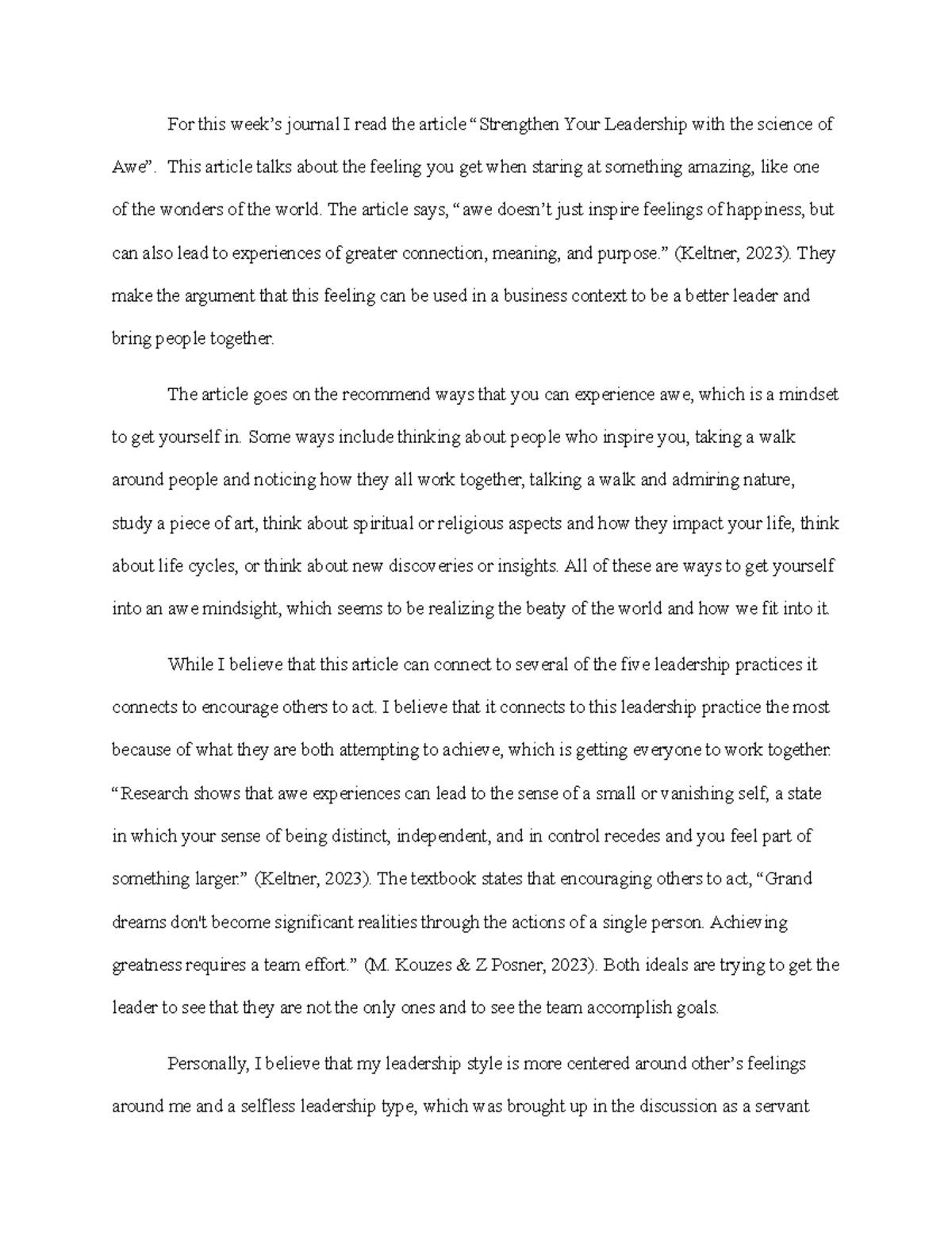 Journal #1 - For this week’s journal I read the article “Strengthen ...