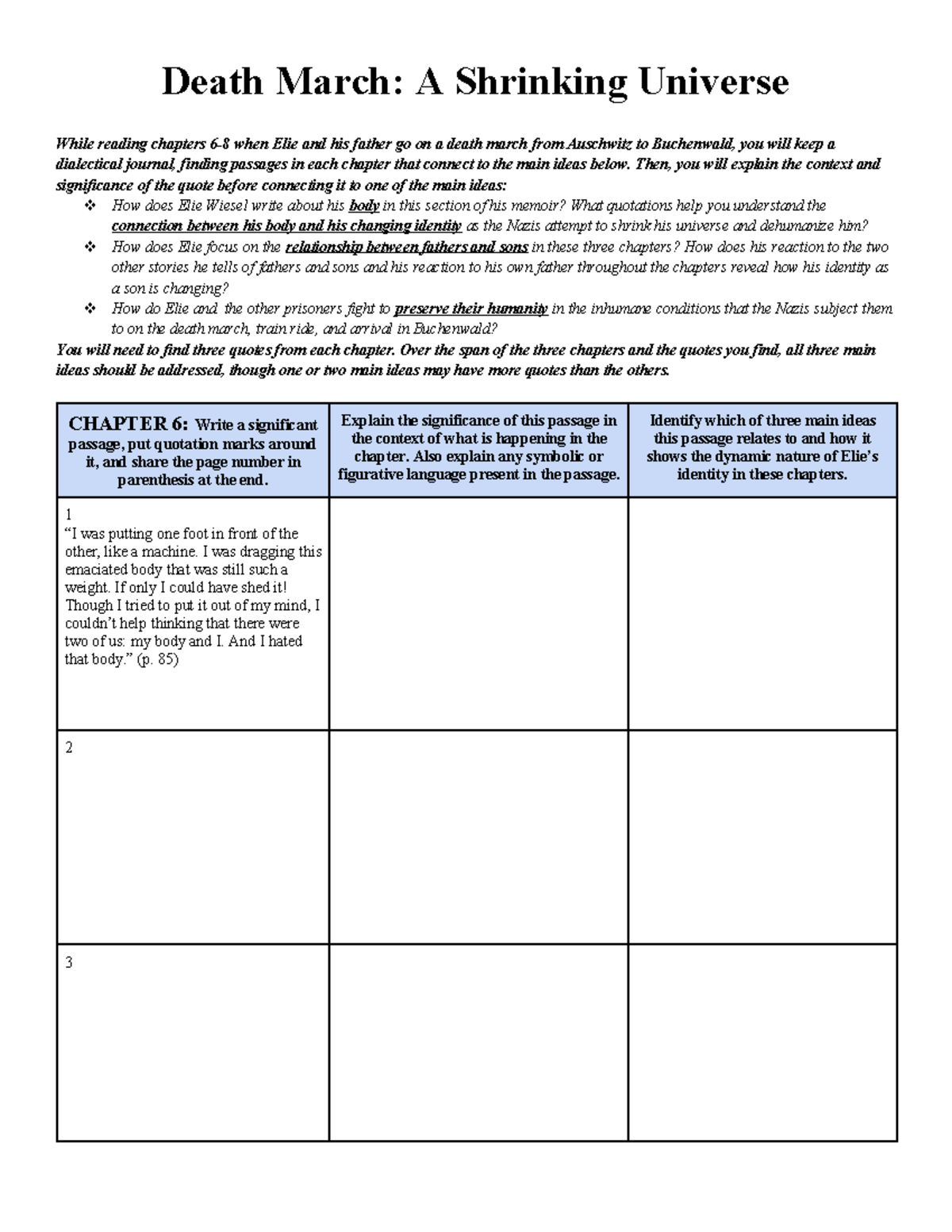 Death March A Shrinking Universe - Then, you will explain the context ...