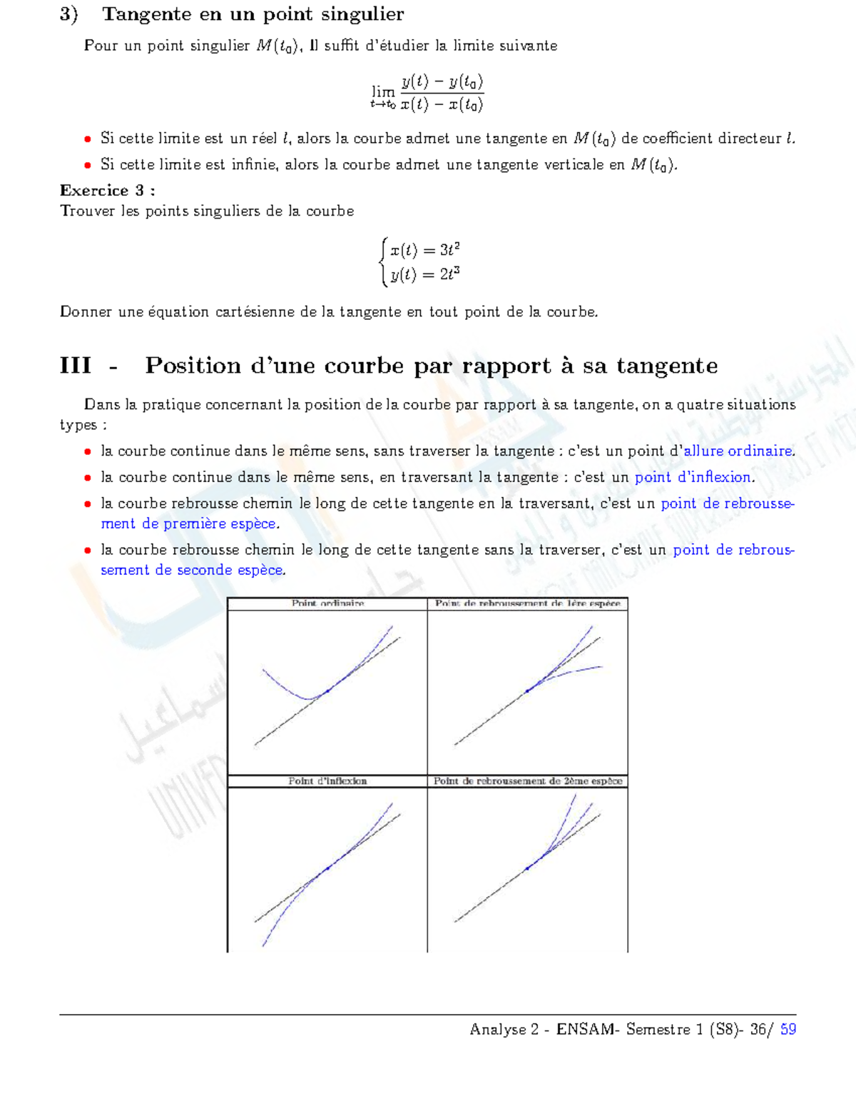 Cours Analyse II Ensam S1 (1)-39-42 - 3) Tangente en un point singulier ...