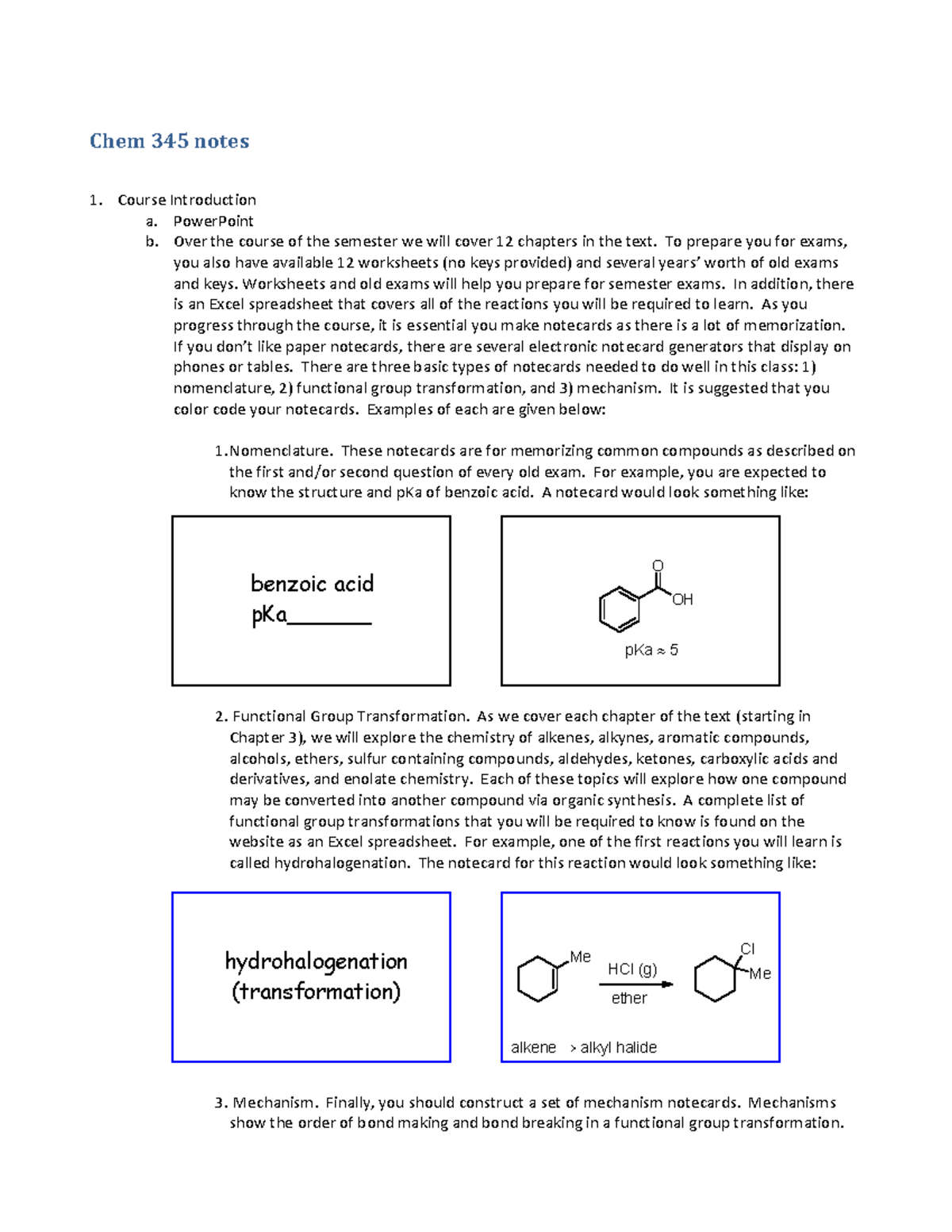 Chapter 1 notes - Spring semester 2014 - Chem 345 notes Course ...