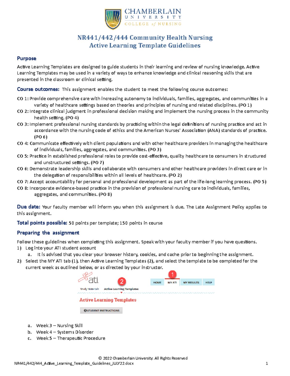 NR441 442 444 Active Learning Template Guidelines SEPT22 - NR441/442/ ...