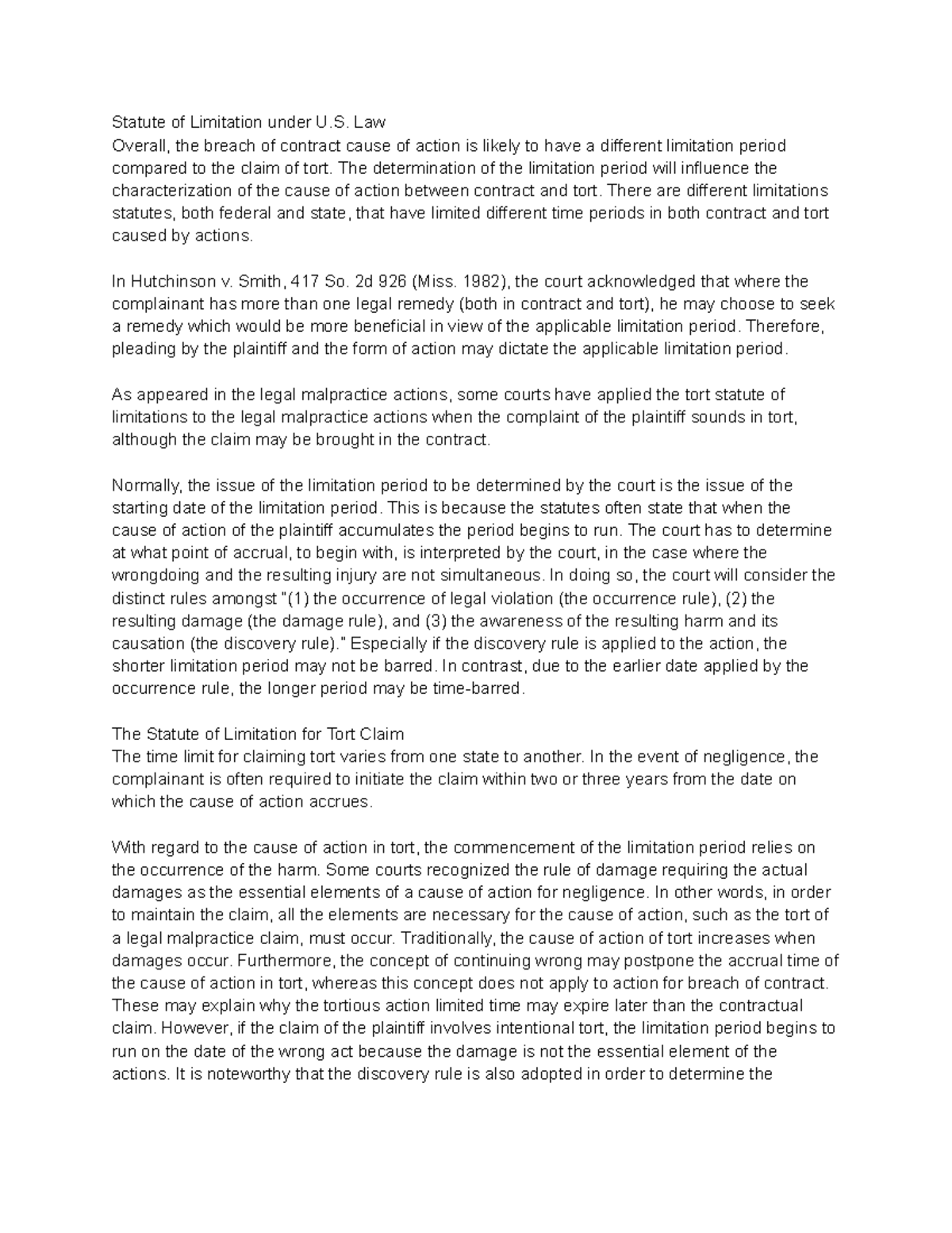 DOC-20240429-WA0003 - Note - Statute of Limitation under U. Law Overall ...