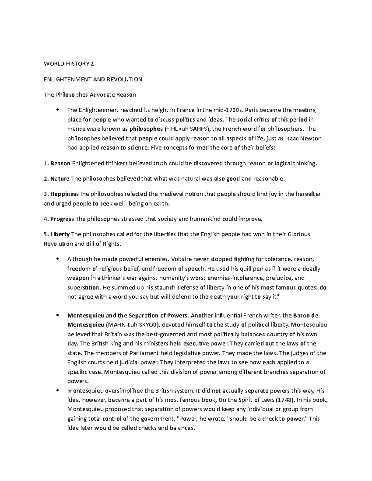 World History 2 - WORLD HISTORY 2 ENLIGHTENMENT AND REVOLUTION The ...