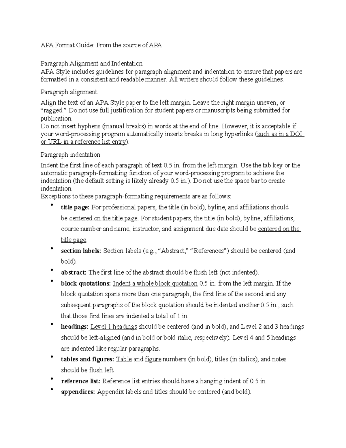 APA Format Guide - All writers should follow these guidelines ...