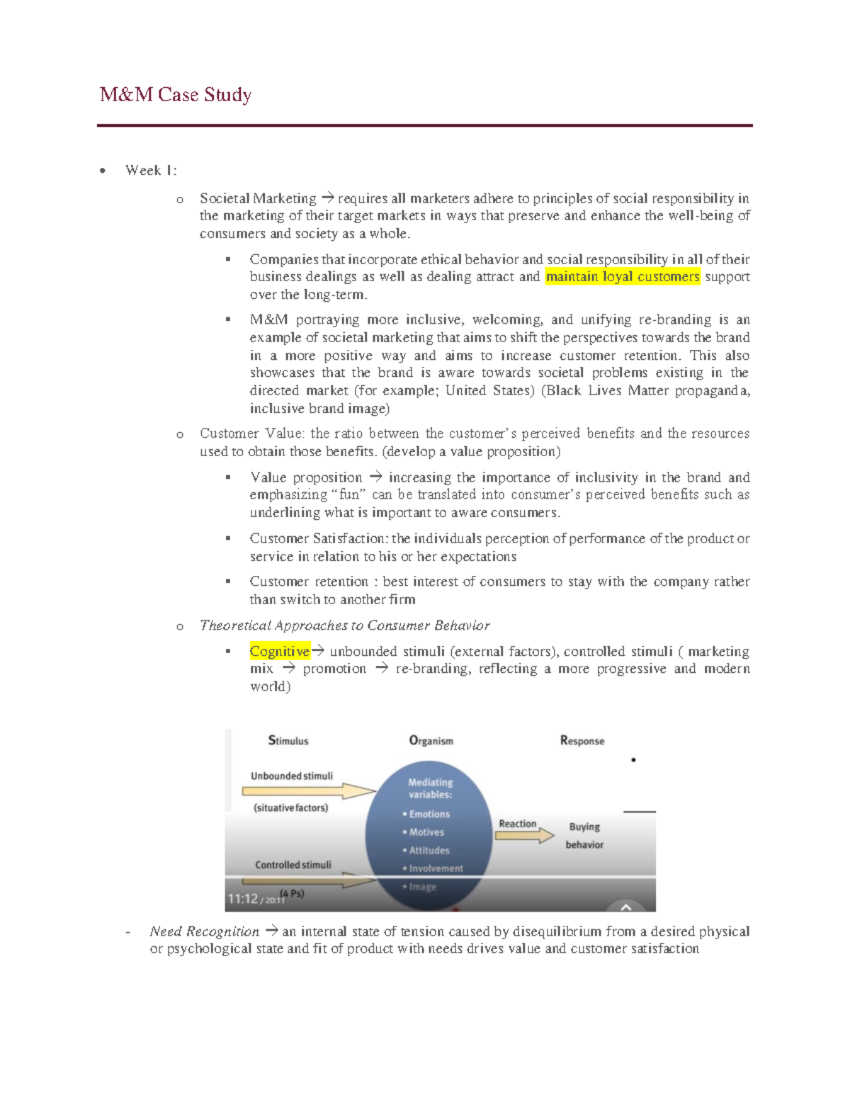 M and M Case Study 1zv20 - M&M Case Study Week 1: o Societal Marketing ...