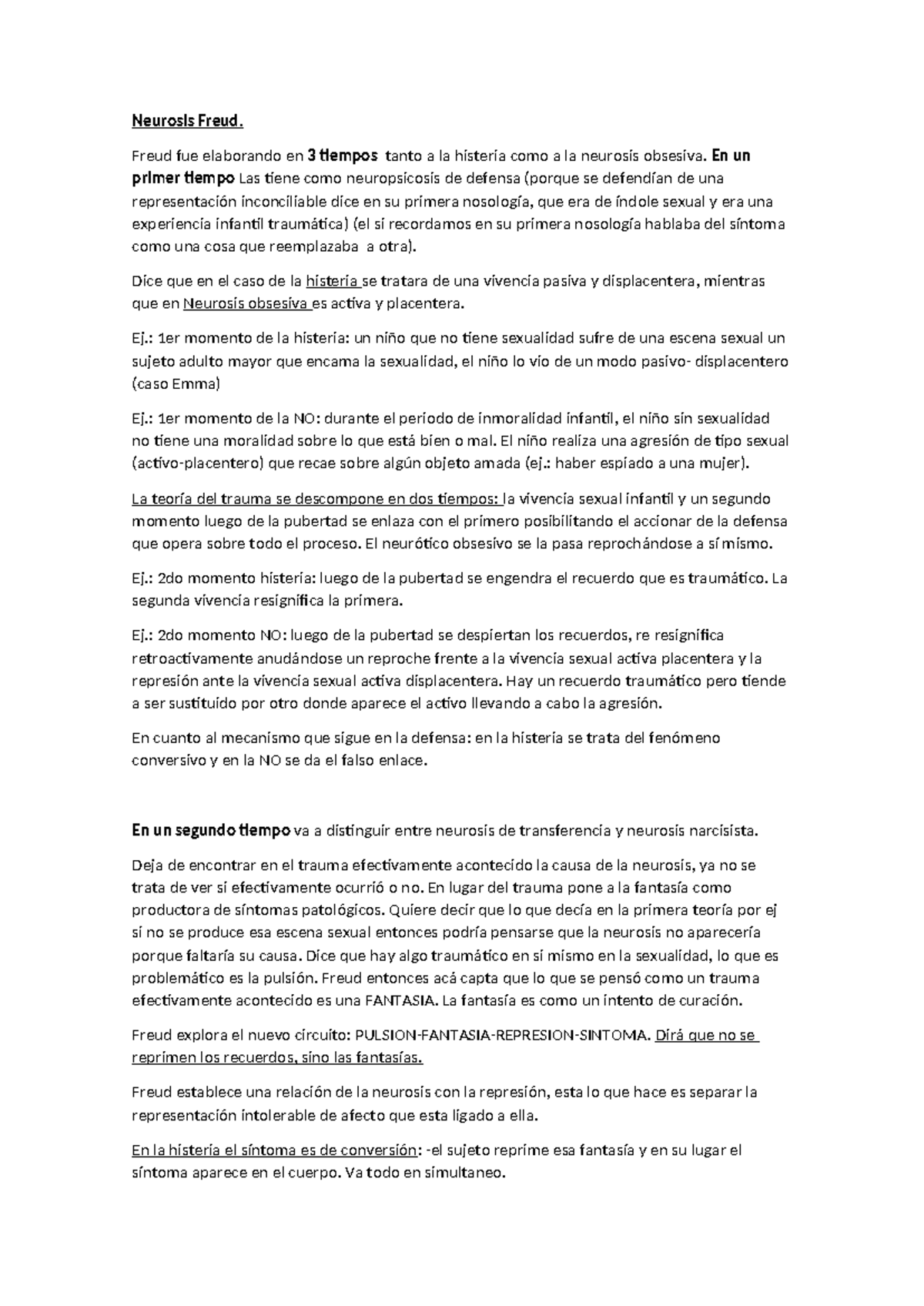 Neurosis Freud - Freud fue elaborando en 3 tiempos tanto a la histeria ...