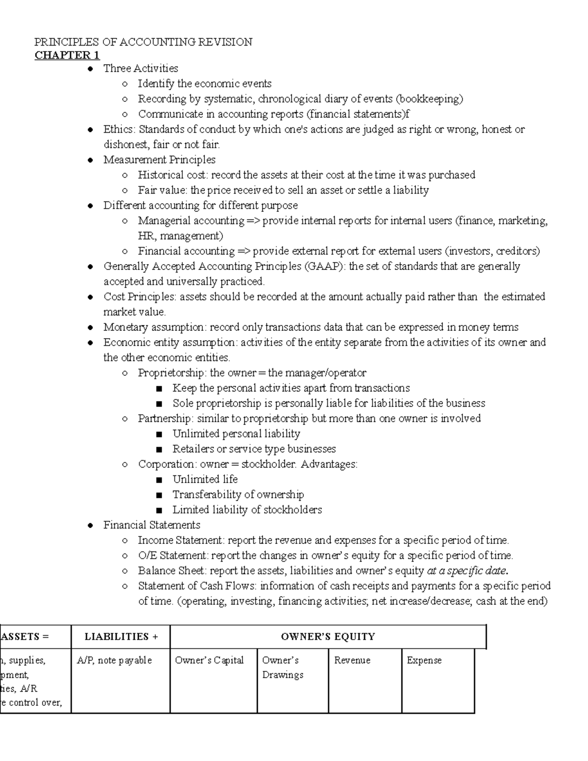 Principles OF Accounting Revision - PRINCIPLES OF ACCOUNTING REVISION ...
