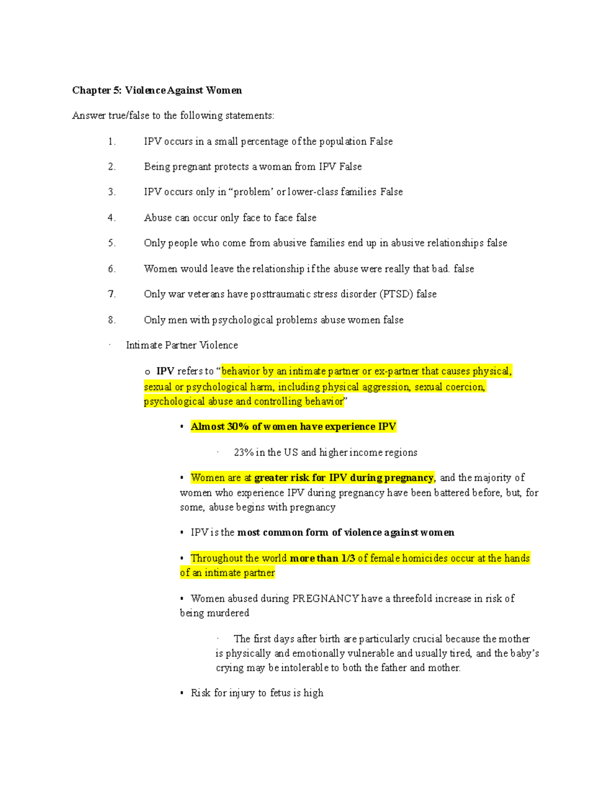 Chapter 5 Violence Against Women - Chapter 5: Violence Against Women ...