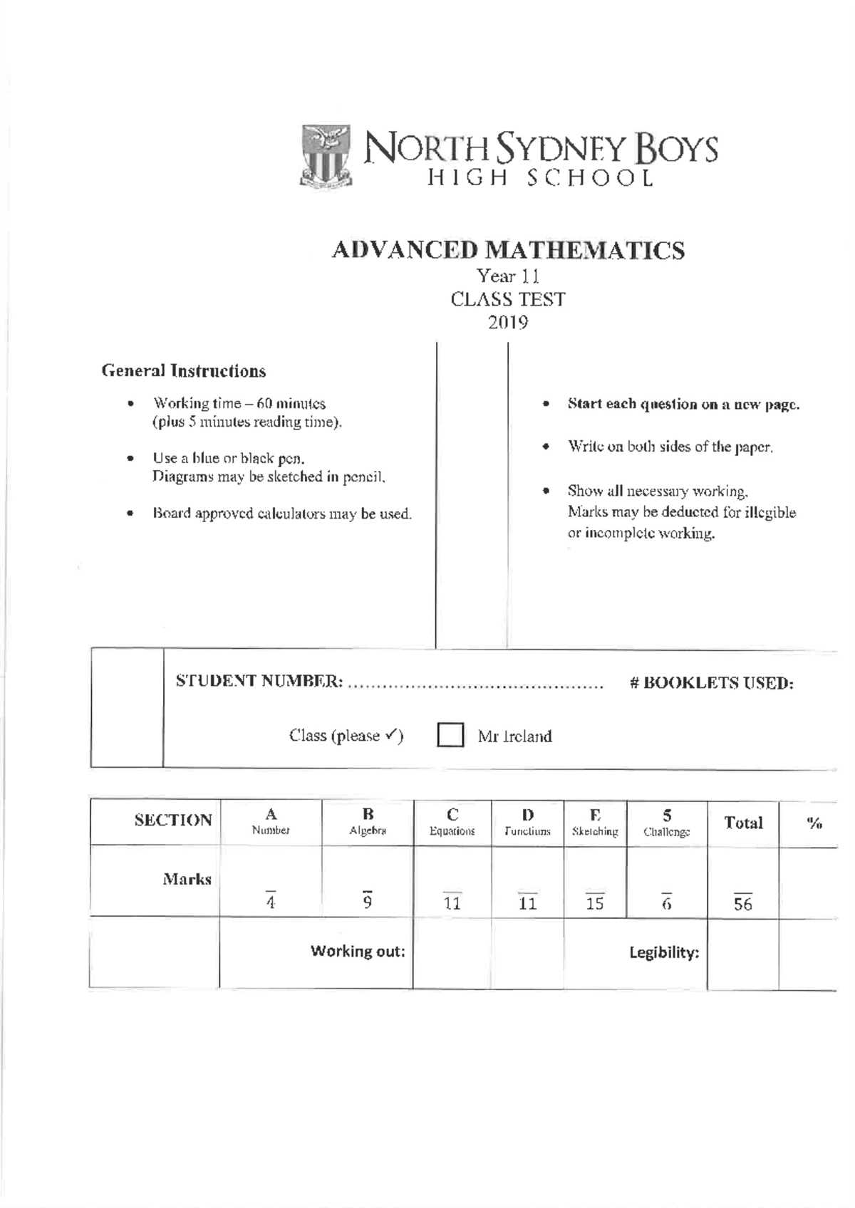 2019 North Sydney Boys Y11 2u Task 1 - NORTH SYDNEY BOYS HIGH SCHOOL ...