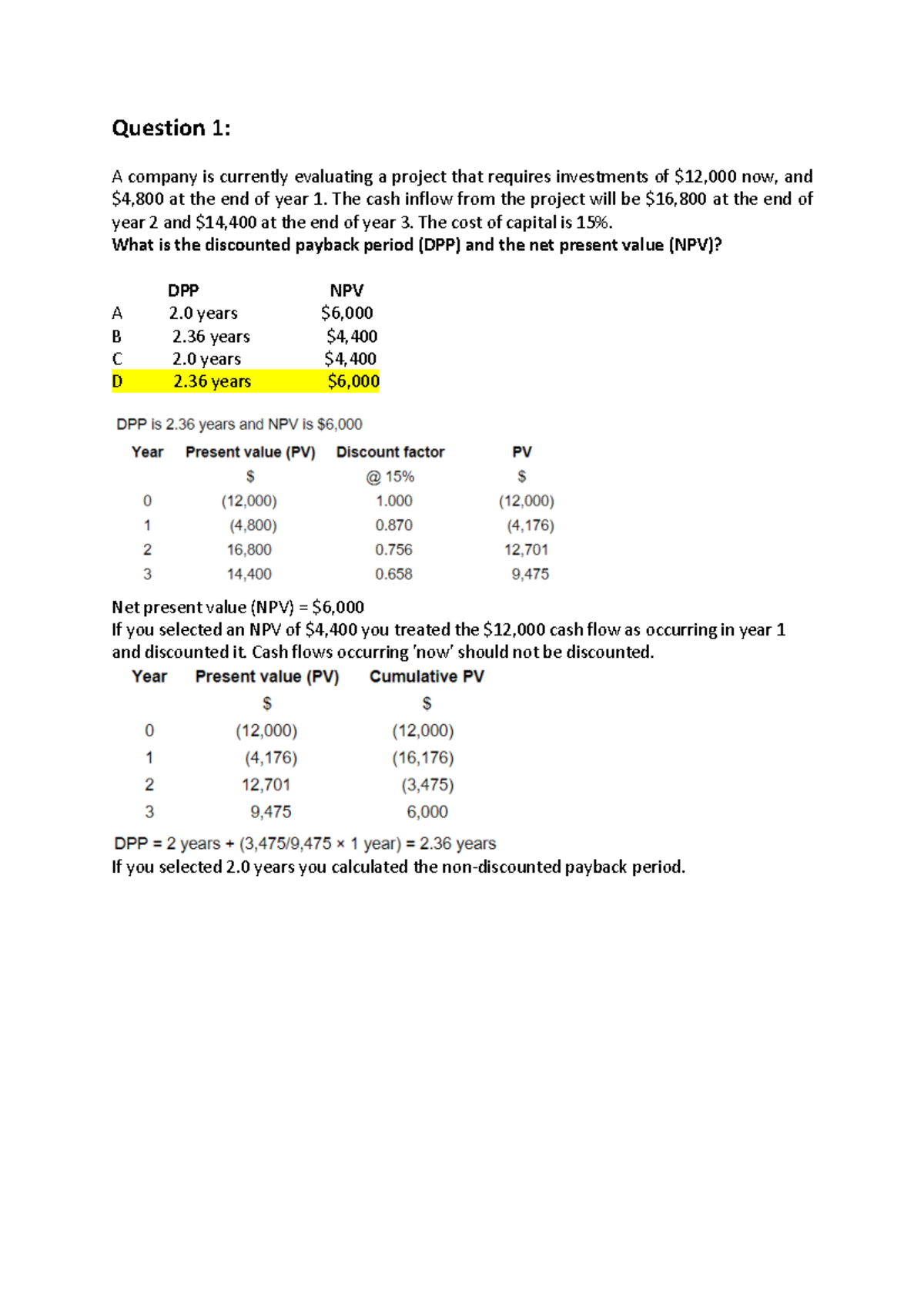 S6 - Questions and Solutions - Question 1: A company is currently ...