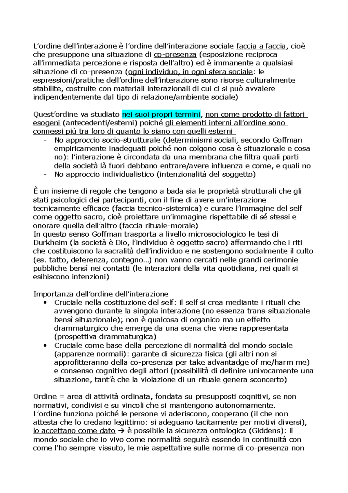 Riassunto l'ordine dell'interazione - L’ordine dell’interazione è l ...