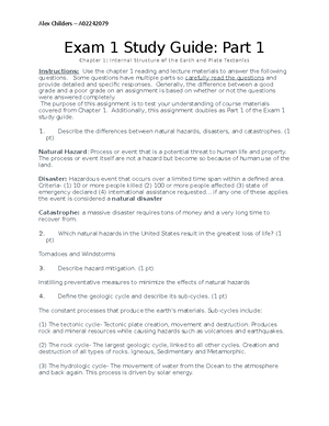 Study Guide Chapter 2 - Alex Childers- A Exam 1 Study Guide: Part 2 Chapter 2: Internal ...