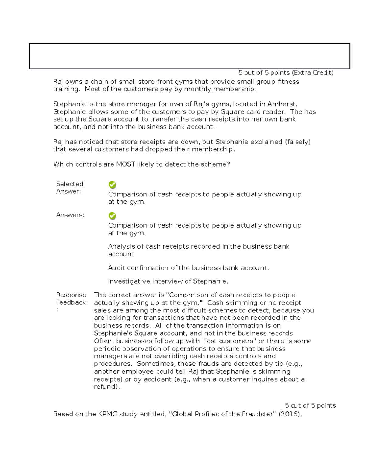 Controls to detect cash skimming scheme and asset misappropriation ...