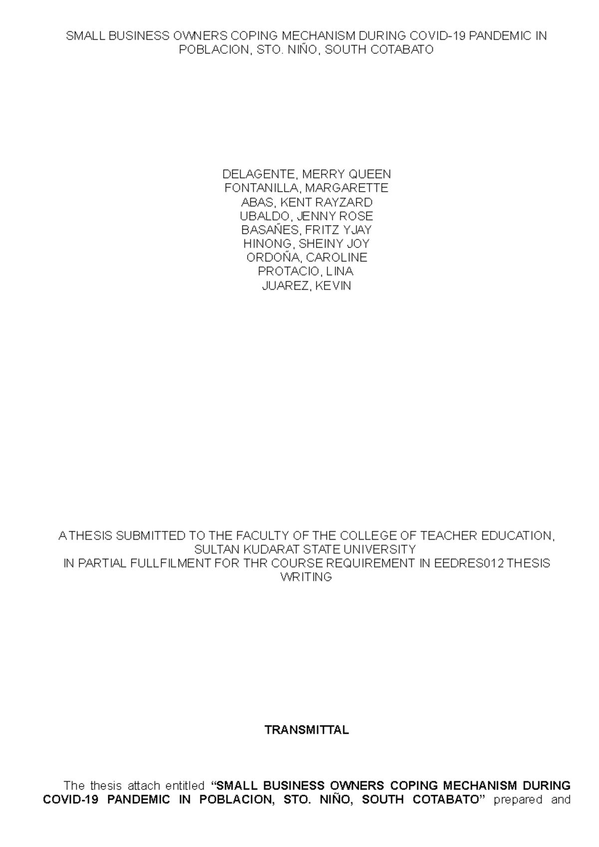 Superfinal Partial - FGDGD - SMALL BUSINESS OWNERS COPING MECHANISM ...