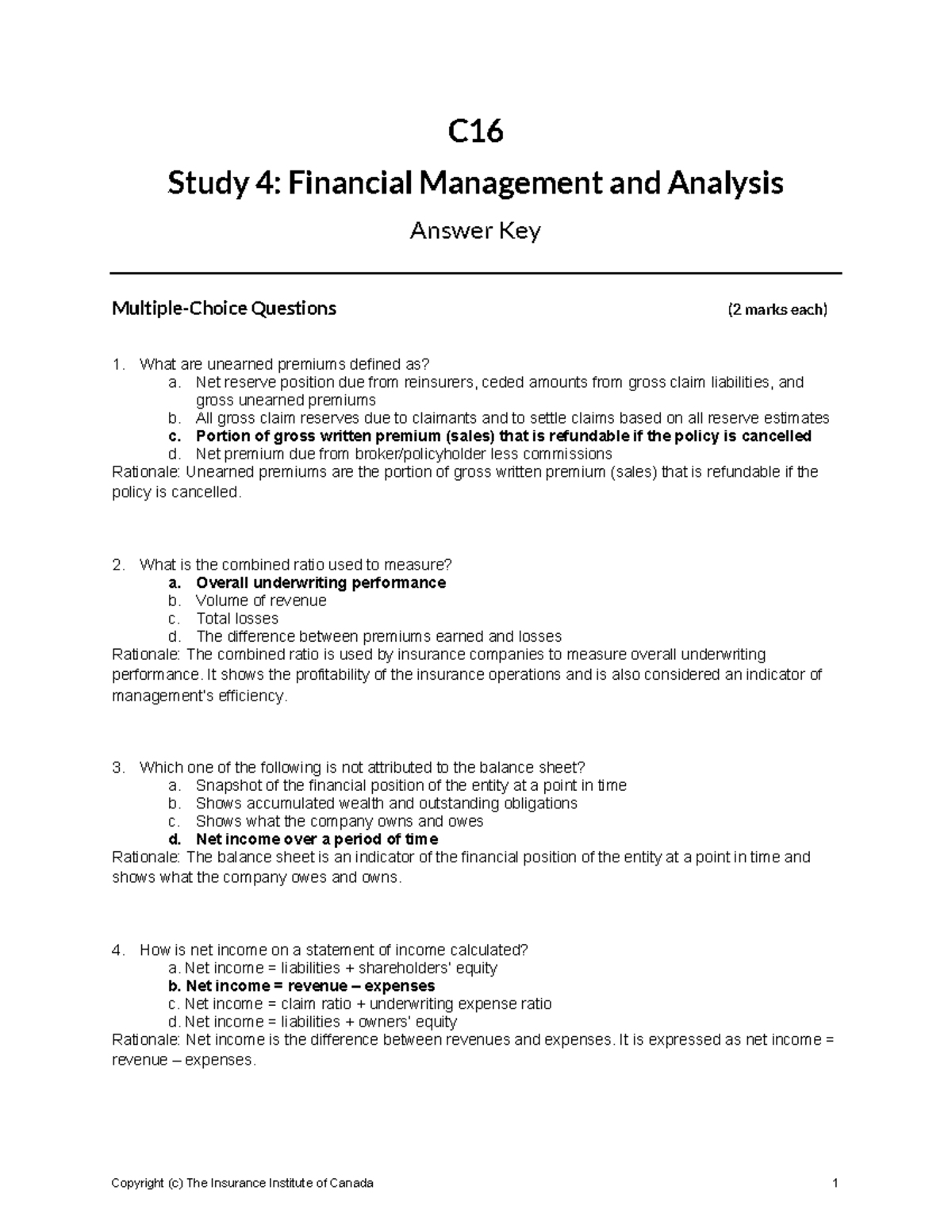 C16 EN study 04 answerkey - C Study 4: Financial Management and ...