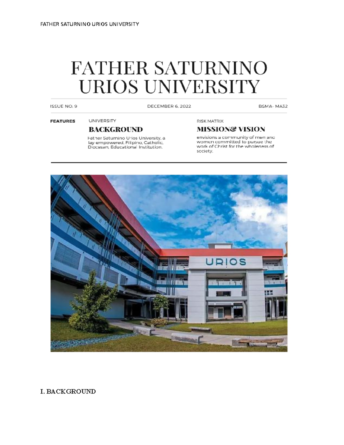 Governance - Summaries - I. BACKGROUND Father Saturnino Urios ...