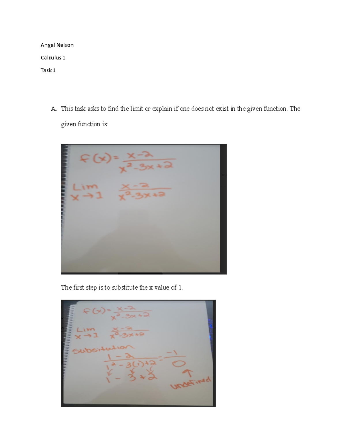 WGU Calculus 1 Notes - Angel Nelson Calculus 1 Task 1 A. This task asks ...