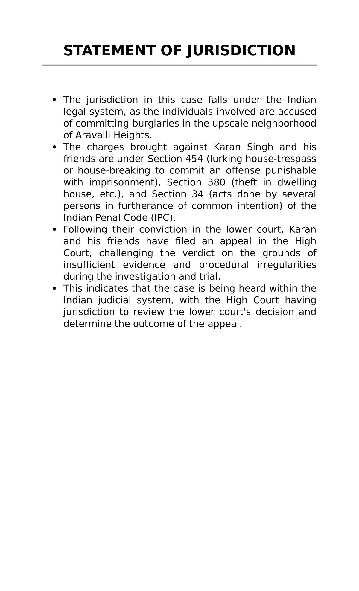 Ayush moot problem - mootcourt draft - STATEMENT OF JURISDICTION The ...