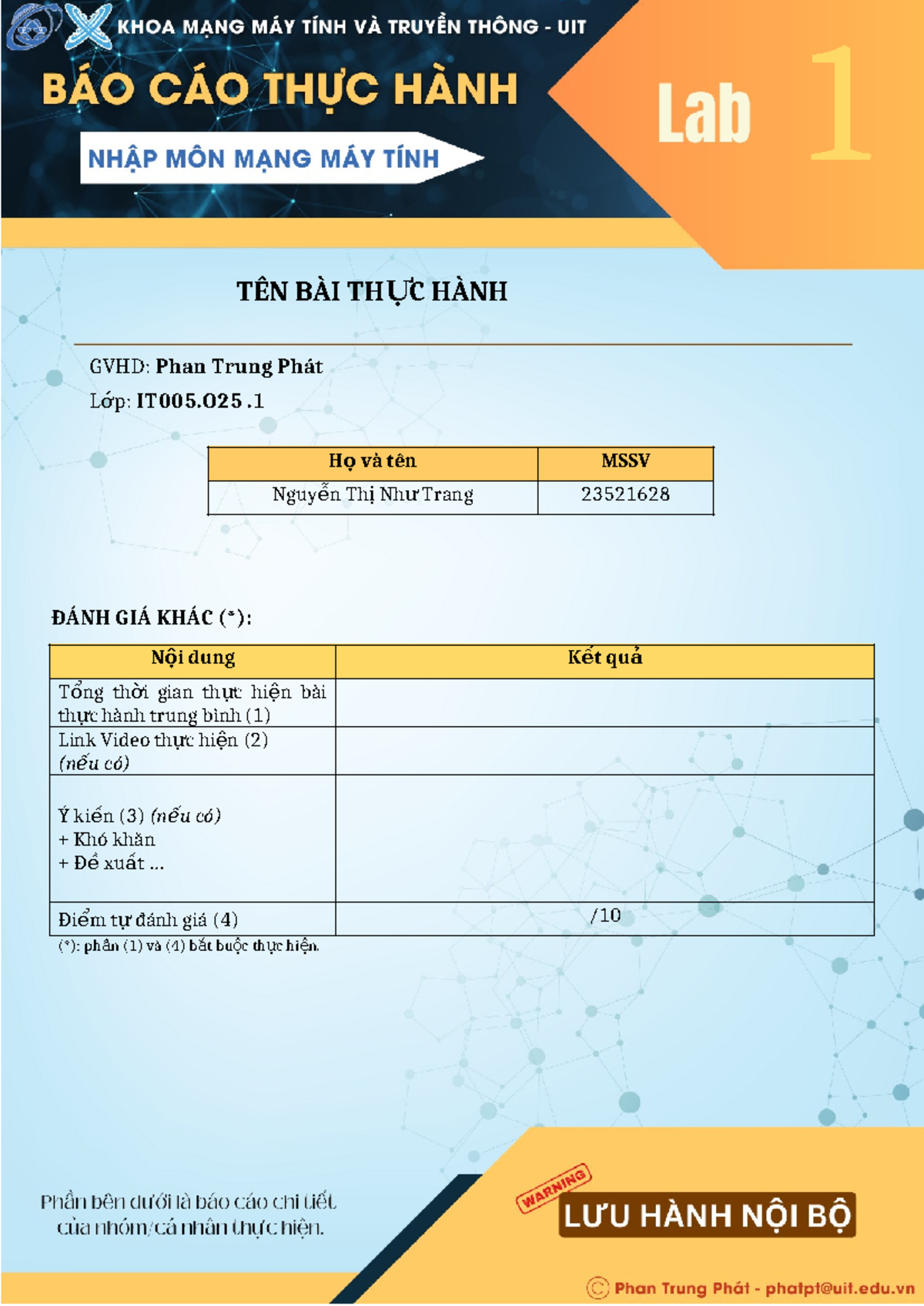 IT005 - LAB02 THAM KHAO THOI - 1 TÊN BÀI TH ỰC HÀNH GVHD: Phan Trung Phát L p:ớ IT005. ####### H ...