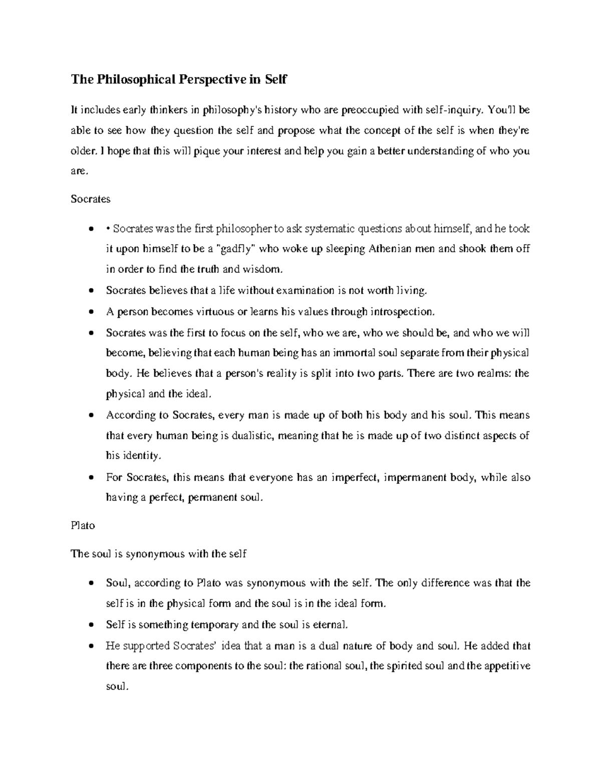 The Philosophical Perspective in Self - You'll be able to see how they ...