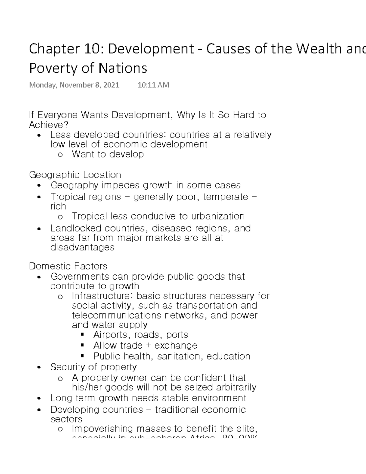Chapter 10 Development - Causes of the Wealth and Poverty of Nations - If Everyone Wants - Studocu