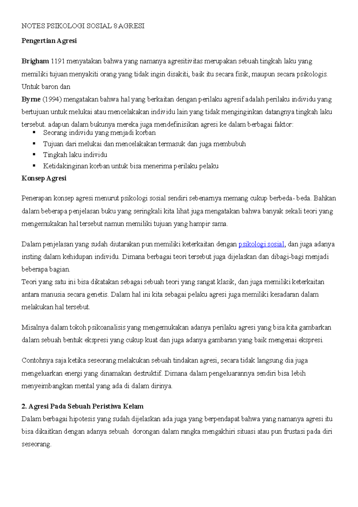 Notes Psikologi Sosial 8 Agresi - NOTES PSIKOLOGI SOSIAL 8 AGRESI ...