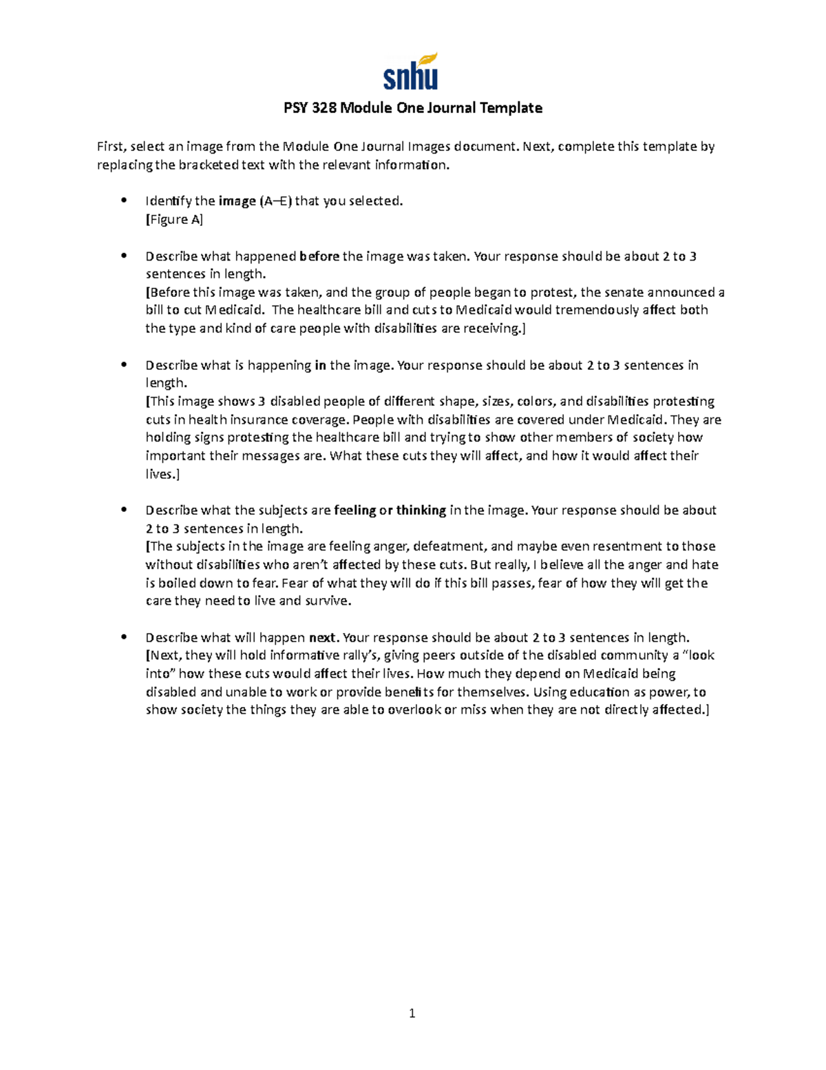 module 1 - journal personal short - PSY 328 Module One Journal Template ...