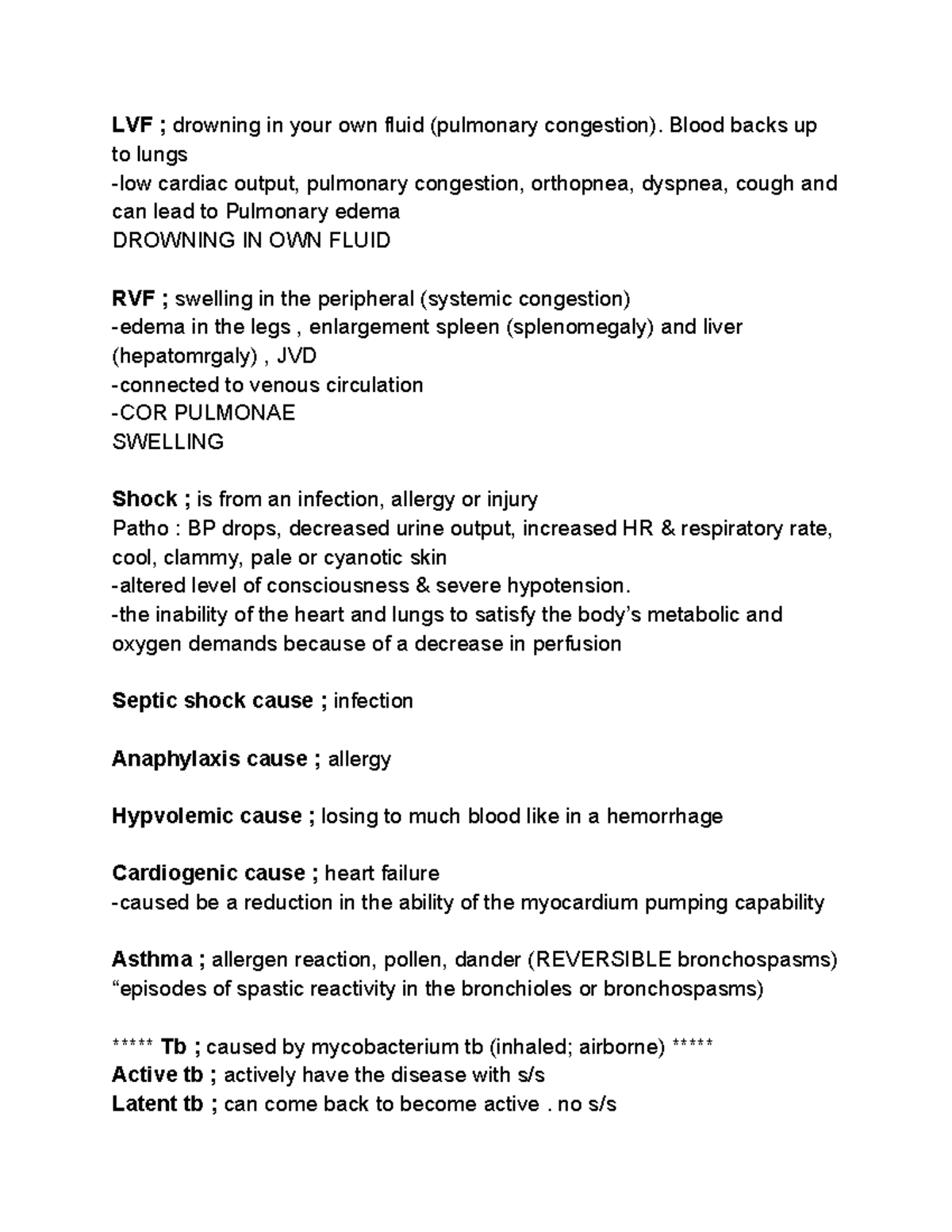 Exam 3: Patho notes - LVF ; drowning in your own fluid (pulmonary ...