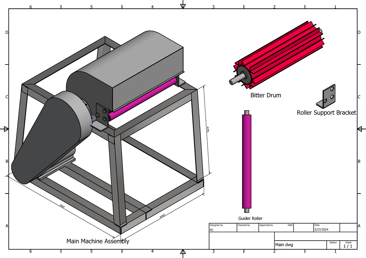 Main dwg - Practice - Engineering Drawing 1 - 1 1 2 2 3 3 4 4 5 5 6 AB ...