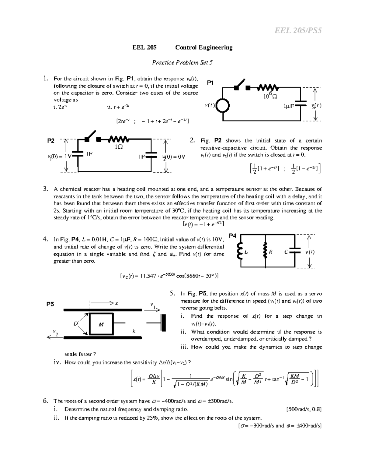 EEL205 Problem set 5 - tut5 - EEL 205 Control Engineering Practice ...